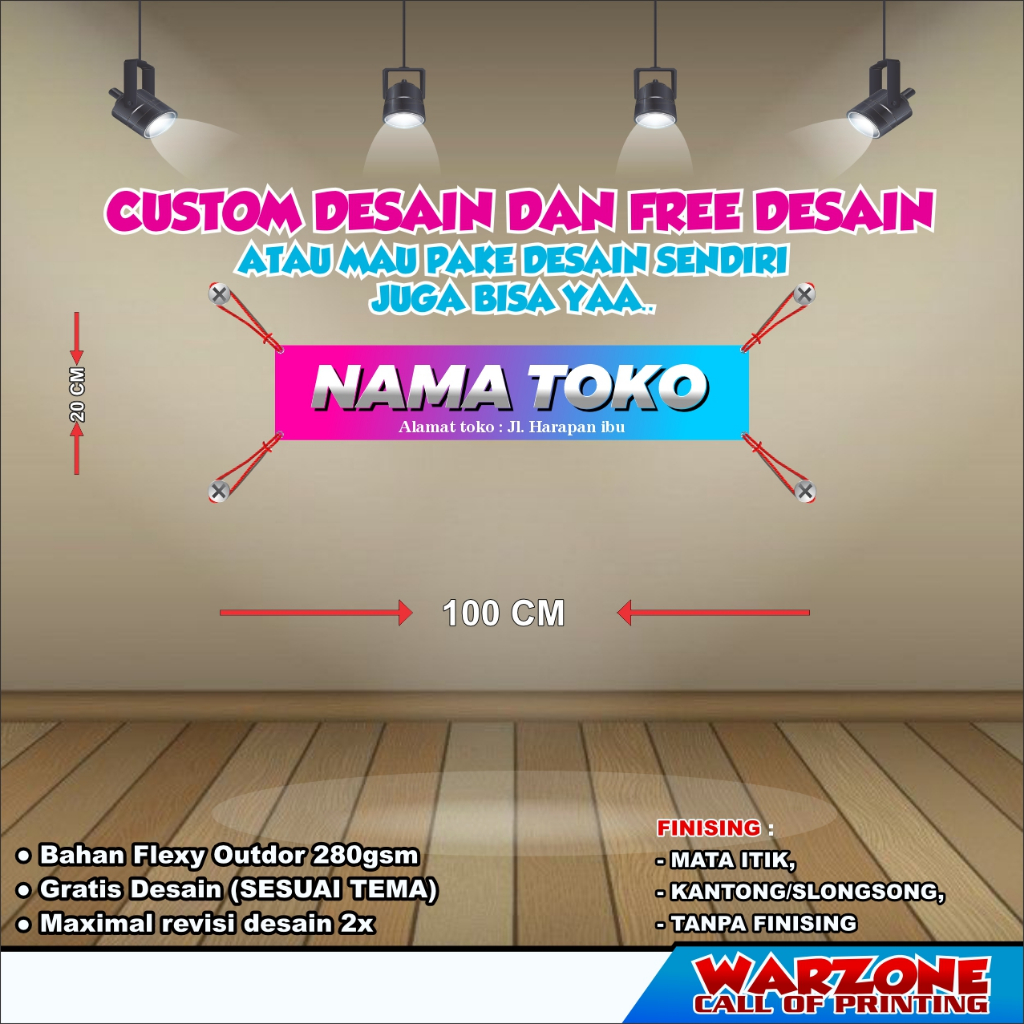 Jual SPANDUK UKURAN 100X20 /MMT/BANNER/ DESAIN CUSTOM/JUALAN/NAMA TOKO ...