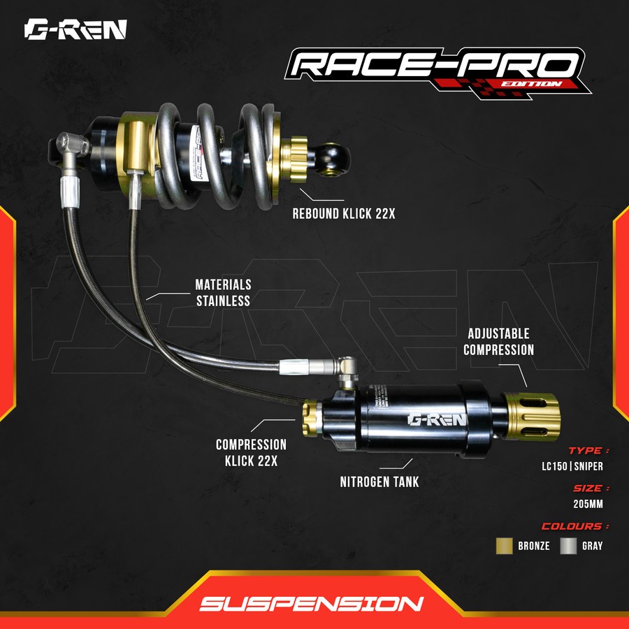 Jual MONOSHOCK SHOCK G-REN RACE-PRO MX KING 205MM GREN | Shopee Indonesia