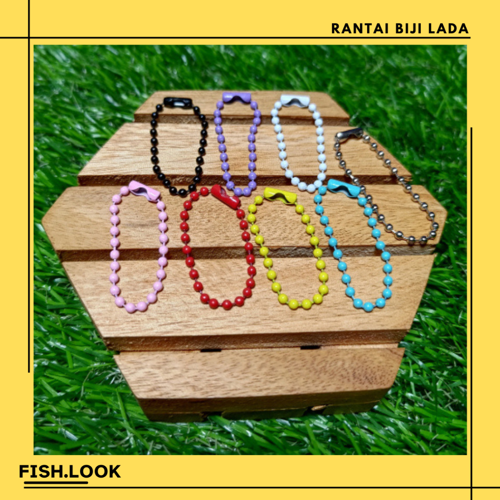 Jual Rantai Biji Lada Warna Keychain DIY Gantungan Kunci Ballchain ...