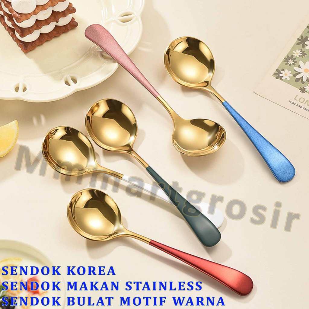 Jual Sendok Korea / Sendok Makan Stainless / Sendok Bulat Motif Warna ...