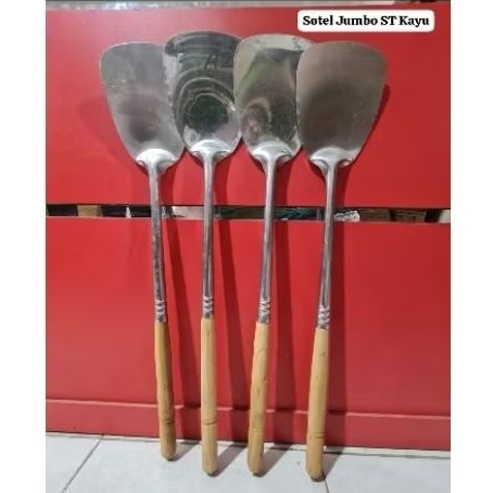 Jual SOTEL JUMBO GAGANG KAYU / SUTIL STAINLESS / SPATULA | Shopee Indonesia