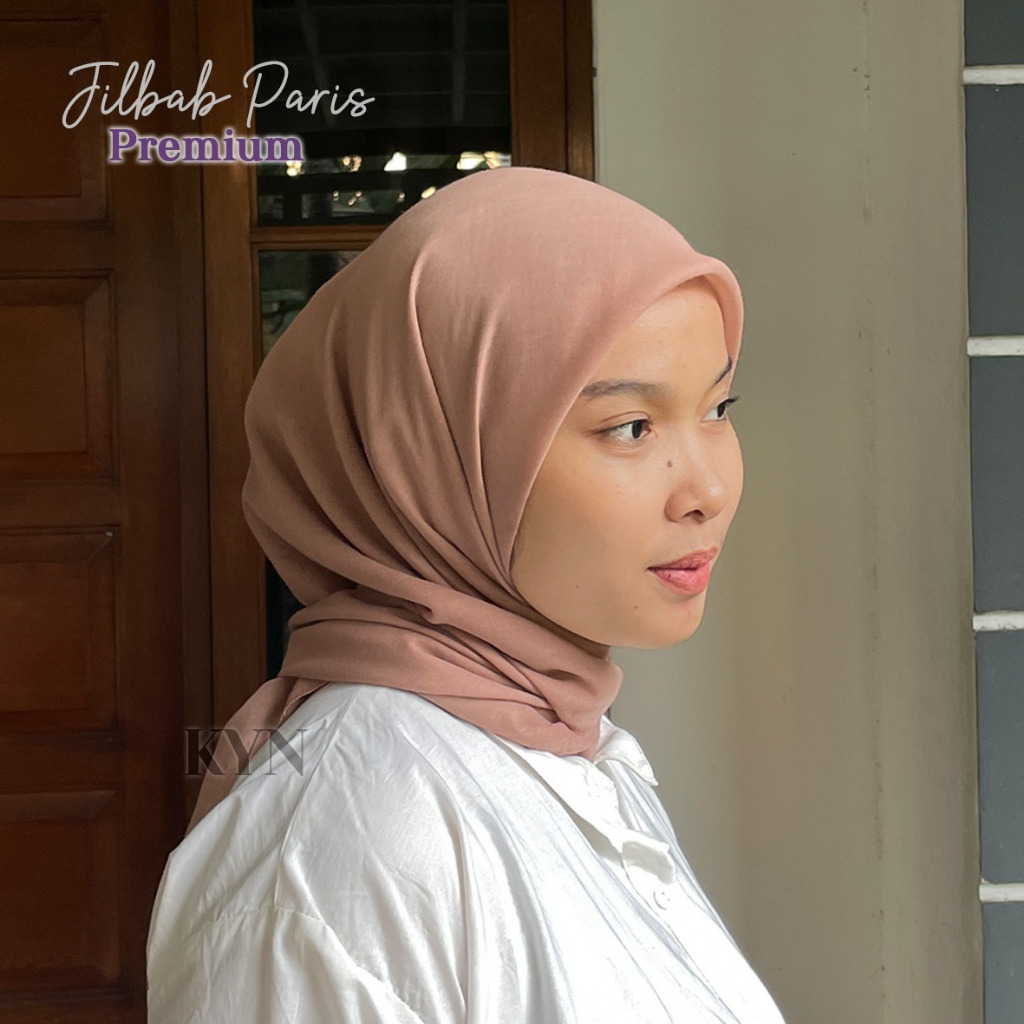 Jual KYN Jilbab Paris Jadul Premium Kerudung Segiempat Polos Hijab Cantik | Shopee Indonesia