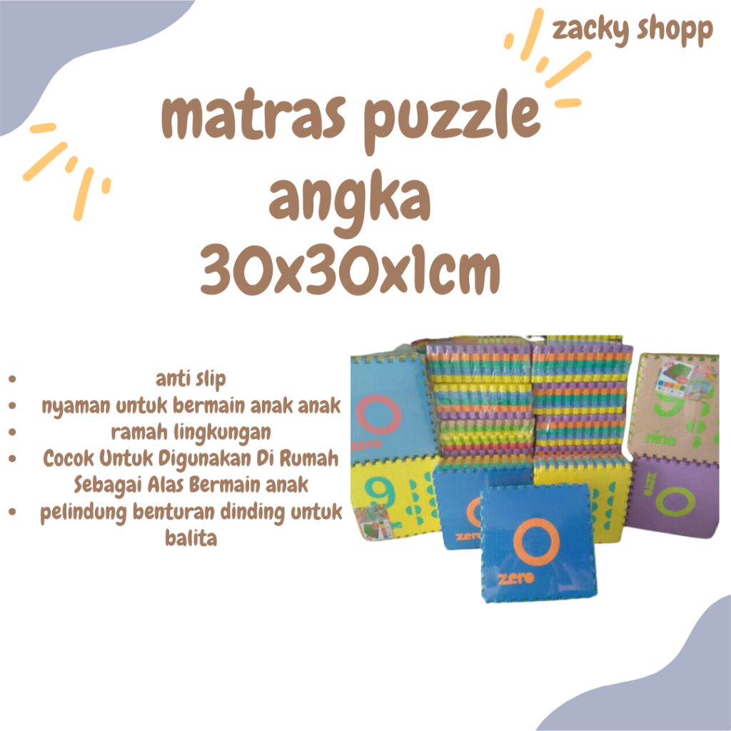 Jual Matras Eva Puzzle Angka Warna Kombinasi Alas Bermain Edukatif ...