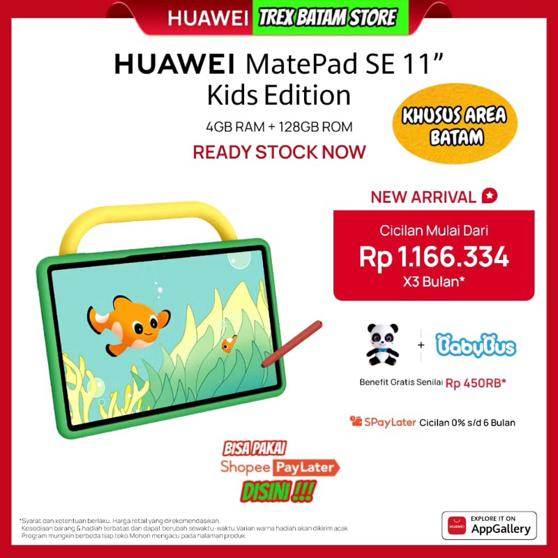 Jual HUAWEI MATEPAD SE 11" KIDS EDITION 4/128 GB GARANSI RESMI [ BATAM ...