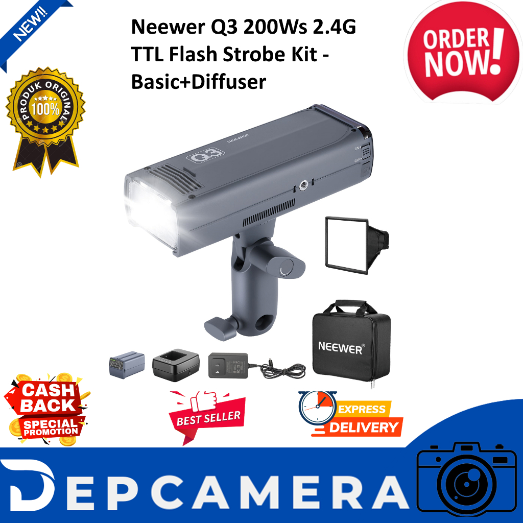 Jual Neewer Q3 200Ws 2.4G TTL Flash Strobe Kit - Basic+Diffuser ...