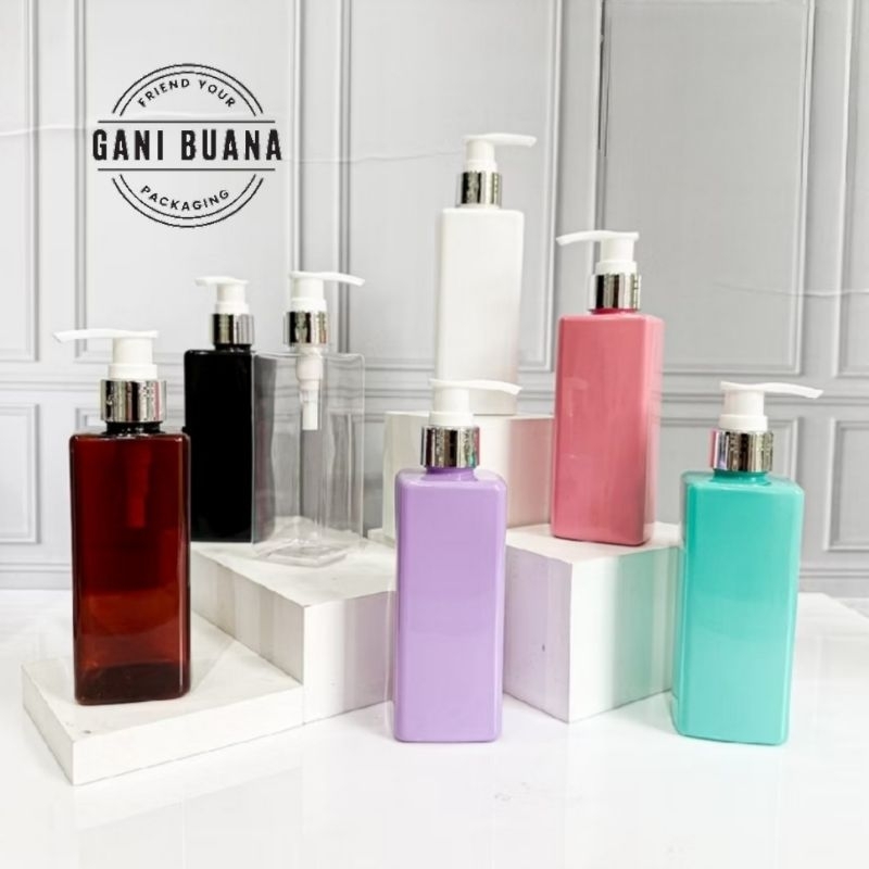 Jual BOTOL PUMP 250ML KOTAK TUTUP PUMP LOTION SILVER/BOTOL PUMP 250ML KOTAK PET | Shopee Indonesia