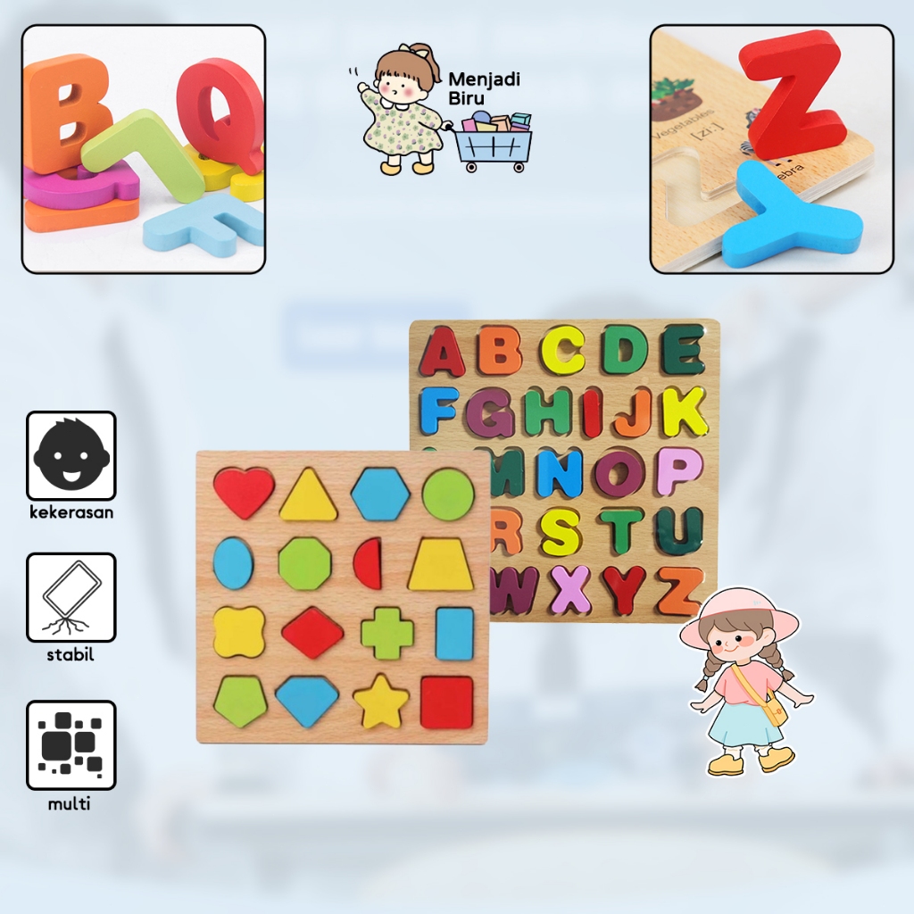 Jual Puzzle Kata Puzzle Angka Alfabet Mainan Bayi Puzzle Blok Tebal ...
