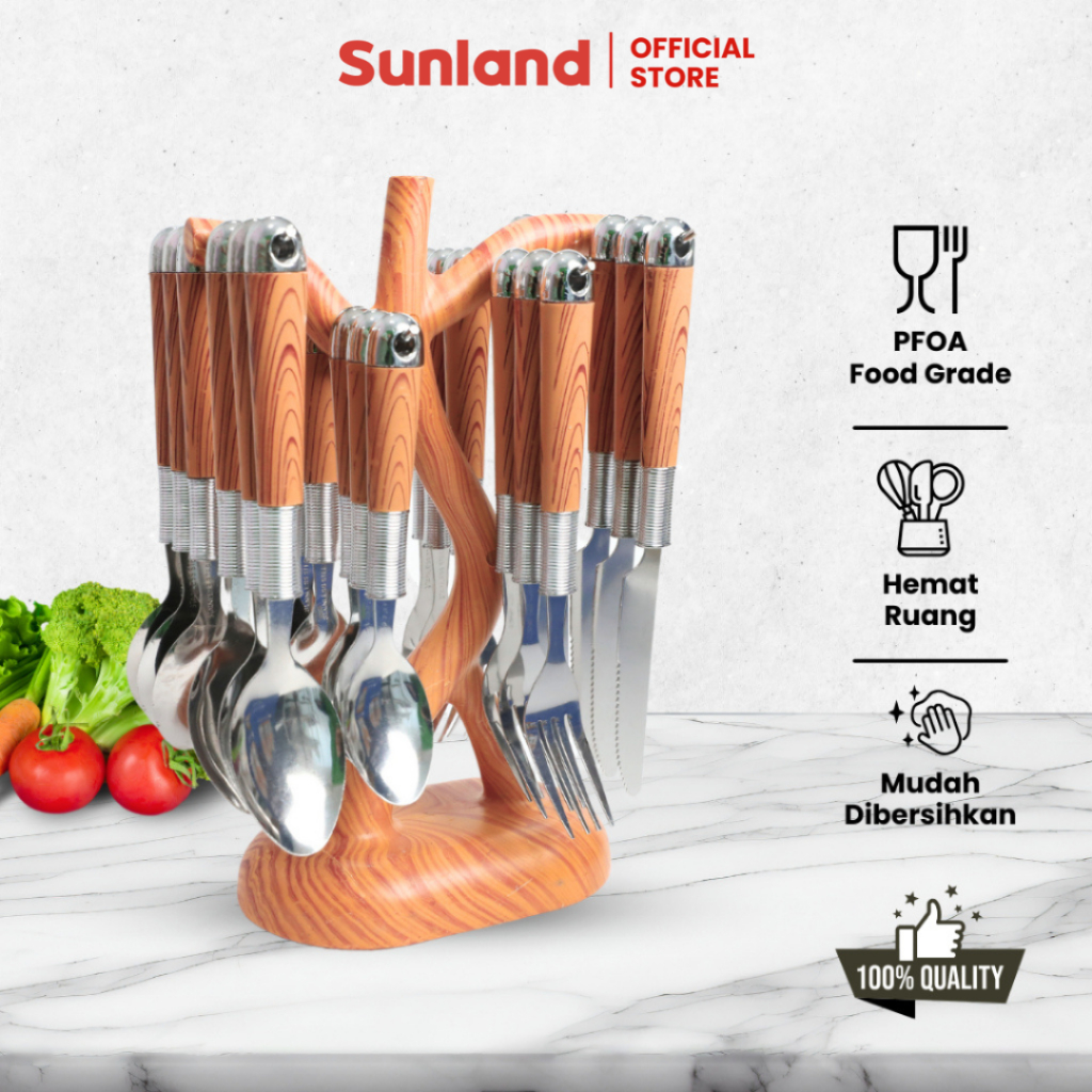 Jual SUNLAND Sendok Cutlery Sultan Makan Set Isi 24 Gold Marble Bahan ...
