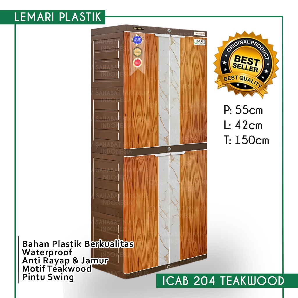 Jual (BA) Lemari Plastik Napolly ICAB 204 TEAK WOOD / Locker Box ...