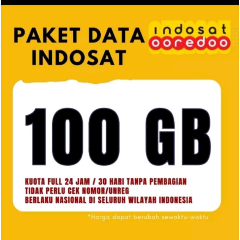 Jual Isi ulang Paket Data INDOSAT 100Gb 28hari | Shopee Indonesia