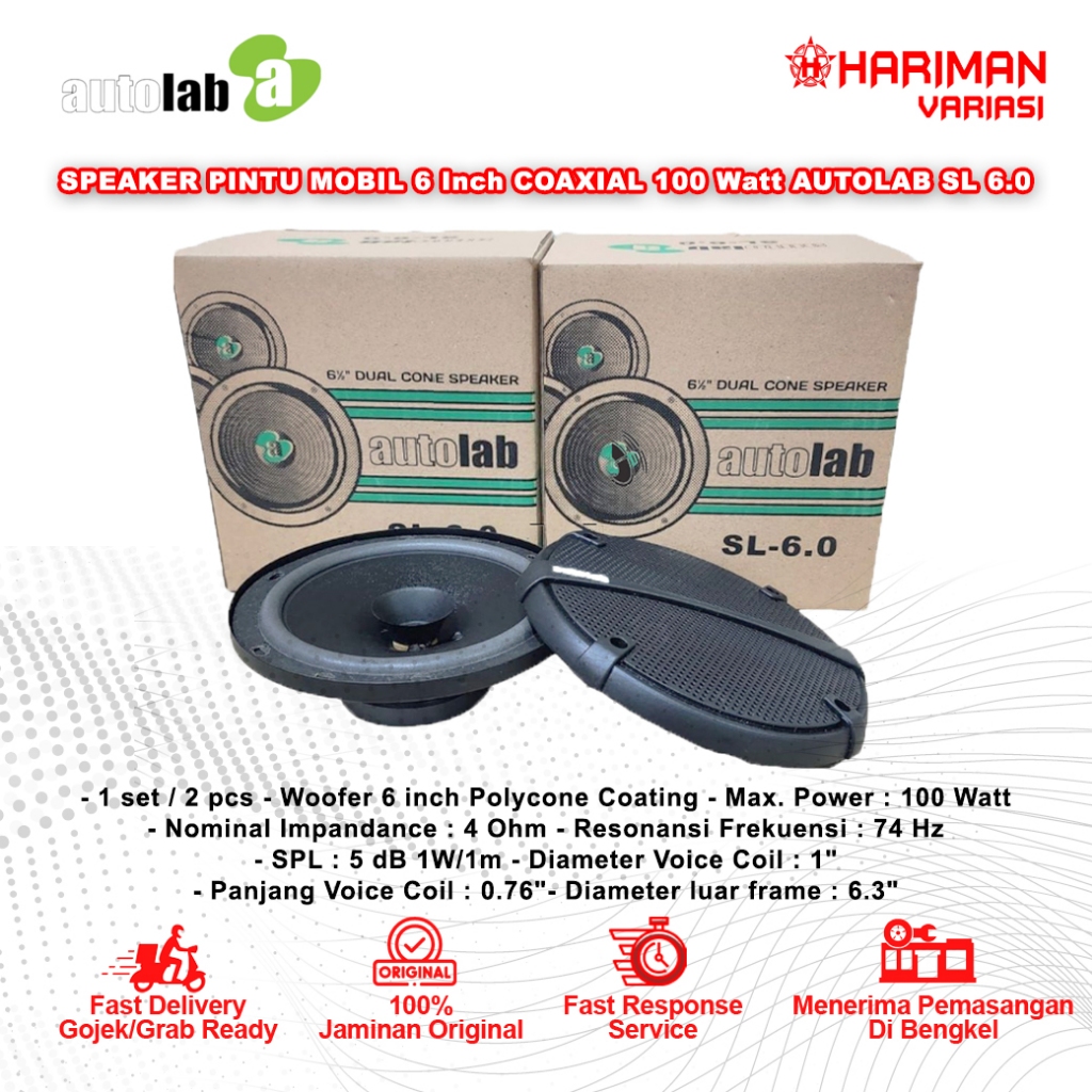 Jual SPEAKER PINTU MOBIL 6 Inch COAXIAL 100 Watt AUTOLAB SL 6.0 ...