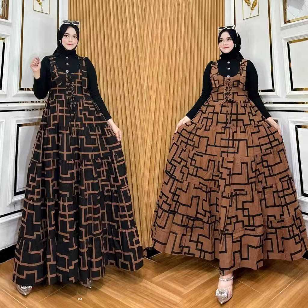 Jual MOS Gamis Overall Valeri 930 motif daun / kotak / gelombang ...