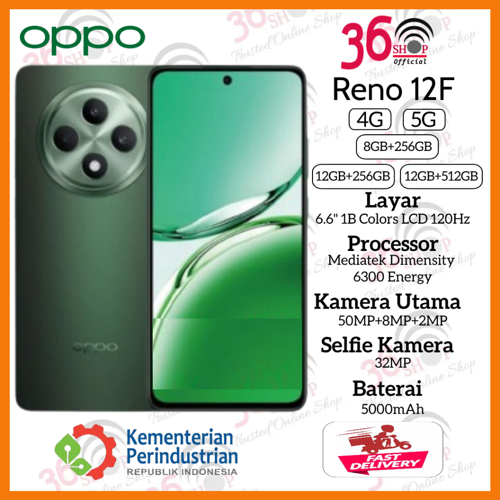 Jual Oppo Reno 12F 4G - 5G [8GB+256GB] [12GB+256GB] [12GB+512GB] Garansi Resmi 1 Tahun | Shopee ...