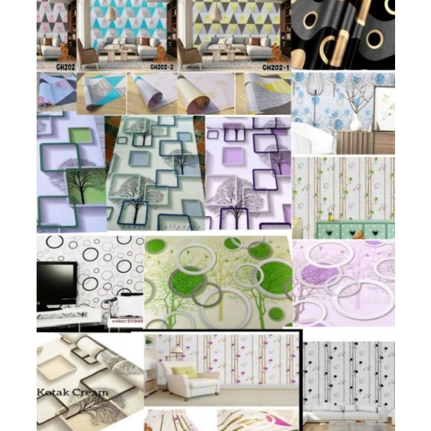 Jual Wallpaper Dinding 45CM x 10 M / Motif Baru Hijau Bunga Batik Garis Emboss 3D Terbaik ...