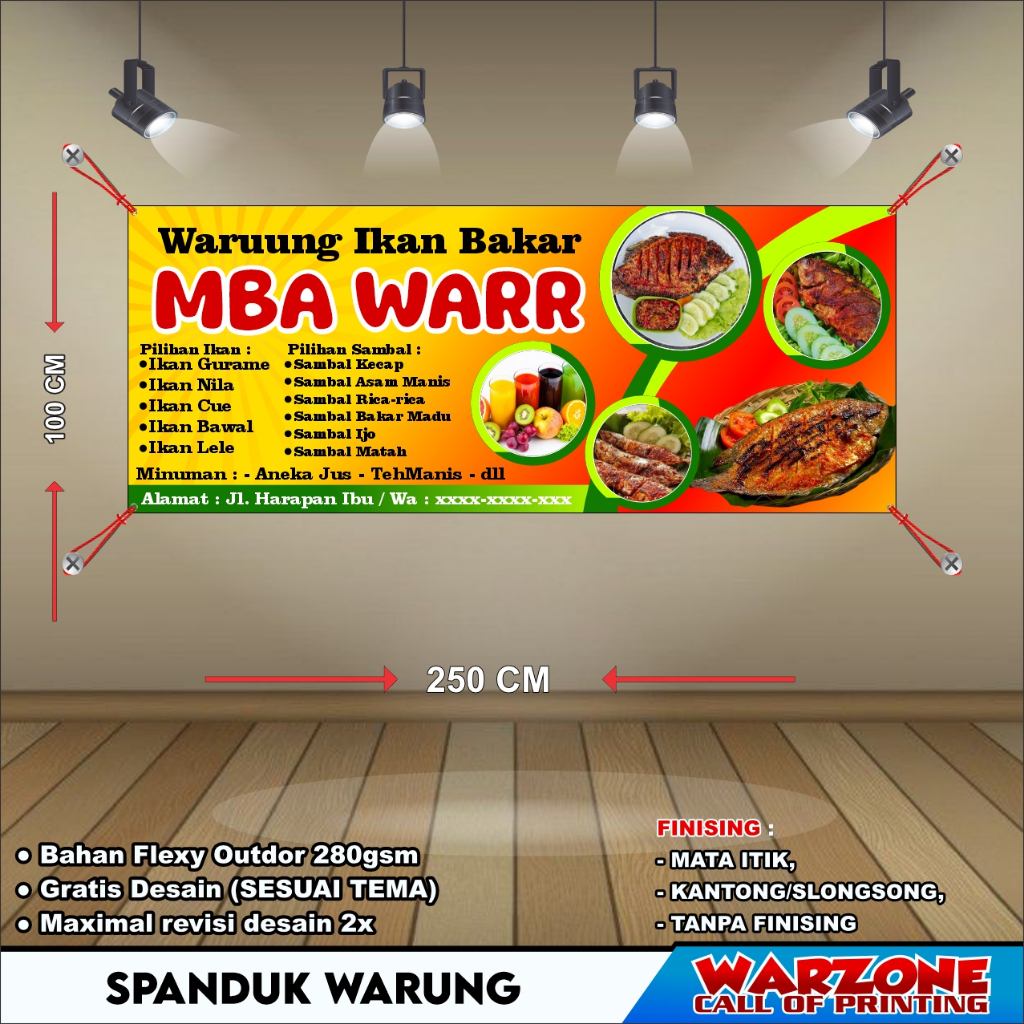 Jual SPANDUK WARUNG IKAN BAKAR UKURAN 250X100 /MMT WARUNG IKAN BAKAR ...