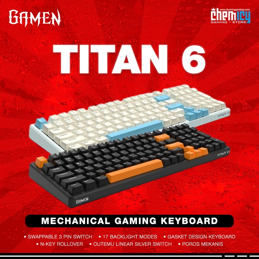 Jual Gamen Titan VI / 6 Gasket RGB Mechanical Gaming Keyboard | Shopee ...