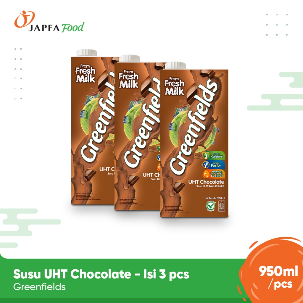 Jual Greenfields Susu UHT Chocolate 950ml - Paket isi 3 - 100% Fresh ...
