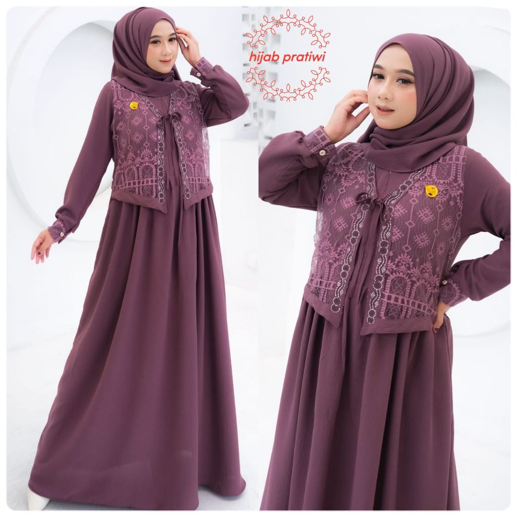 Jual Hijab Pratiwi - Yura Dress Gamis Crinkel Free Hijab Gamis Elegan ...