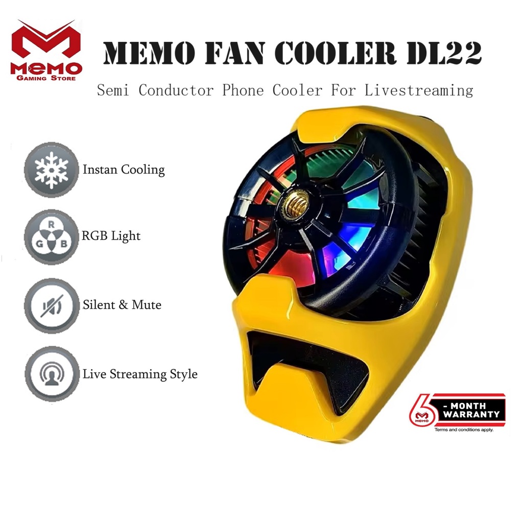 Jual Memo DL22 Funcooler Fan Cooler Livestreaming Phone Cooler Semiconductor Kipas Pendingin HP ...