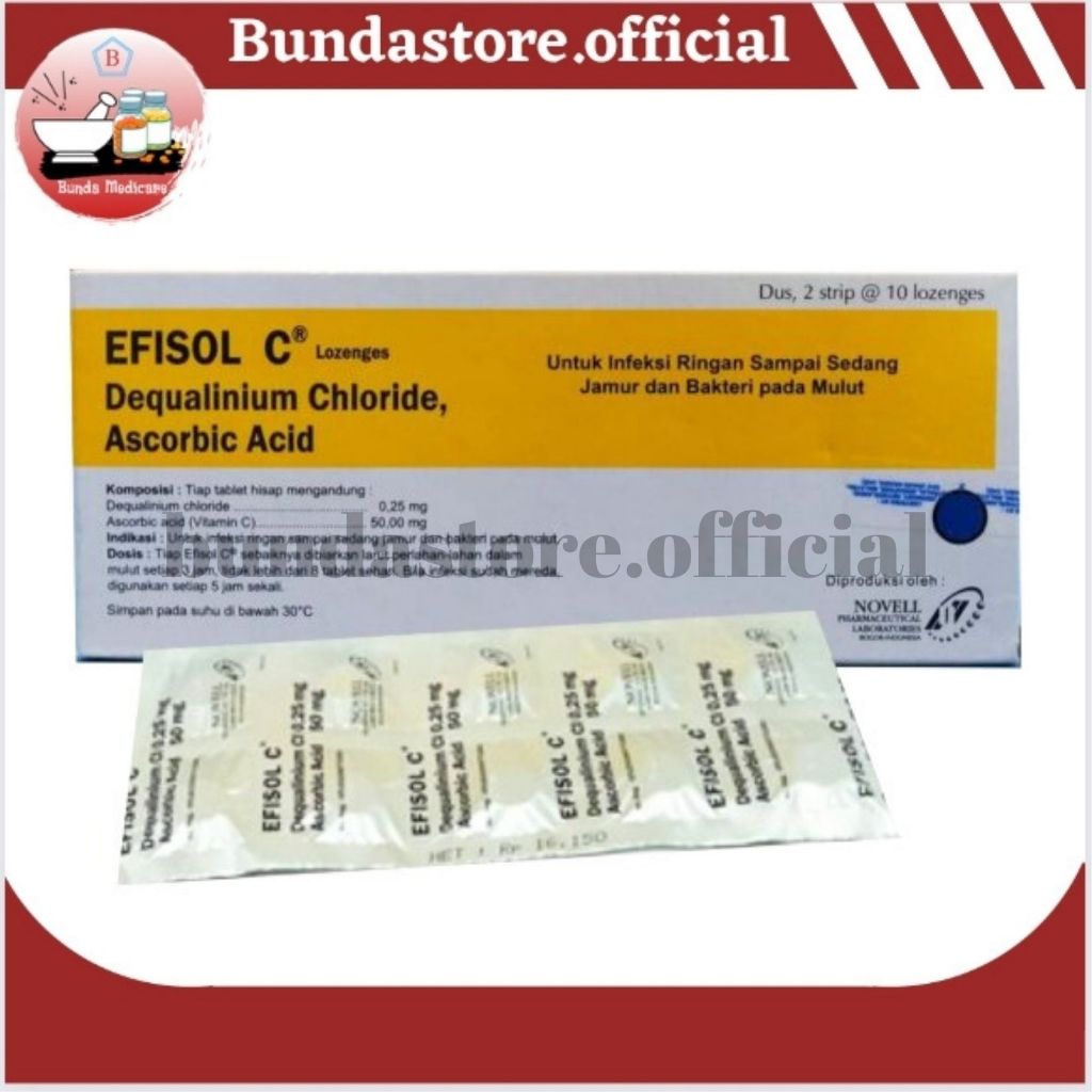 Jual Efisol Lozenges - STRIP (10 tablet) - Sariawan / Radang Tenggorokan / Panas Dalam / Vitamin ...
