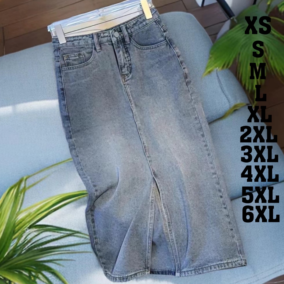 Jual 【meissi.id】COD + BIGSIZE JUMBO — Rok Jeans BIGSIZE JUMBO S-6XL rok ...