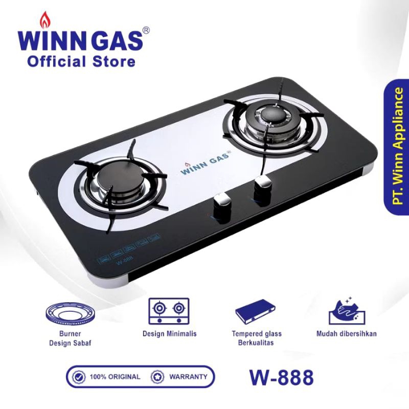Jual WINN GAS W888 KOMPOR GAS KACA 2 TUNGKU W-888 KOMPOR OTOMATIS | Shopee Indonesia