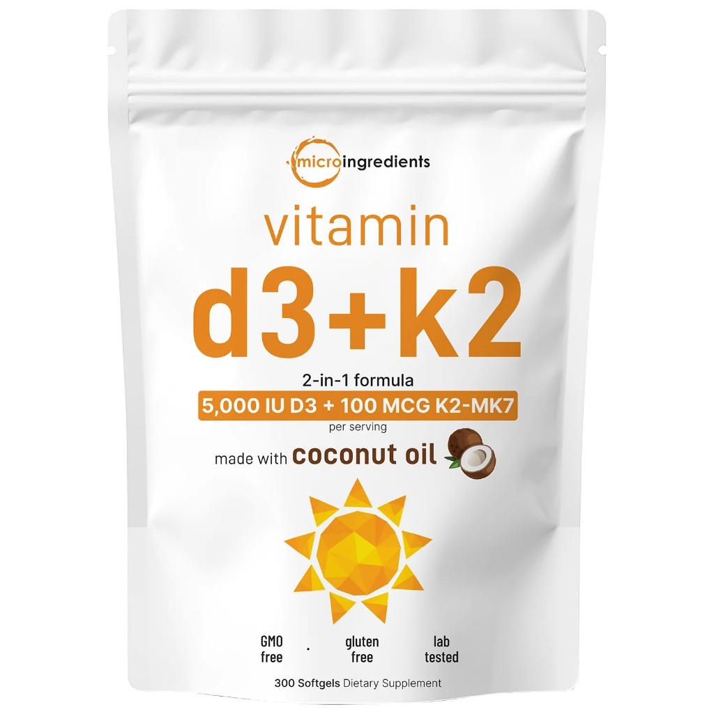 Jual Flashsale Micro Ingredients Vitamin D3 K2 5000IU, Infused with Virgin Coconut Oil, 300 ...