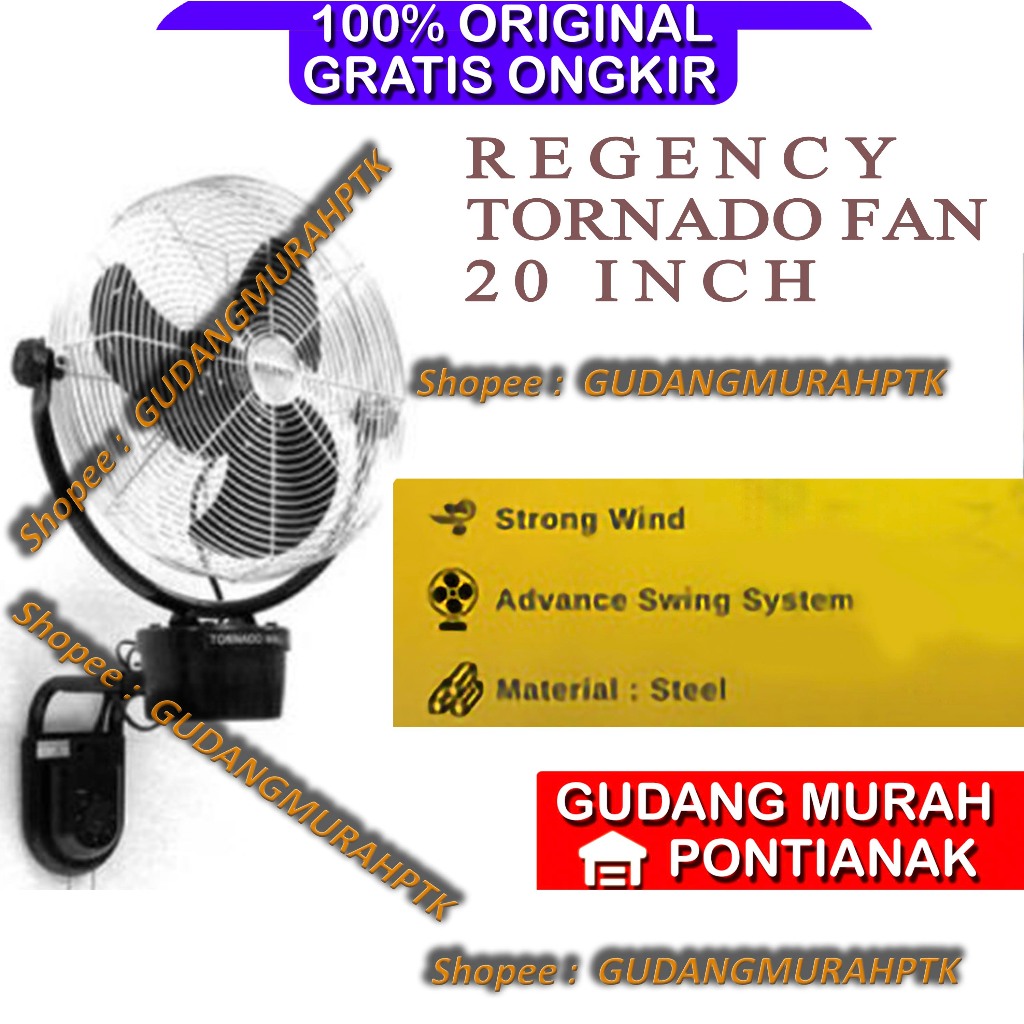 Jual Kipas Angin Dinding wallfan TORNADO REGENCY 20" SWING bisa menoleh ...