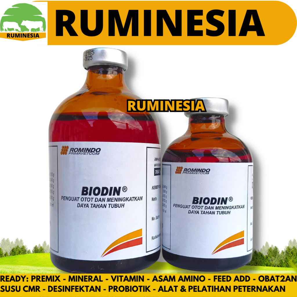 Jual BIODIN 100ML BIODIN 50ML ROMINDO - Vitamin Hewan Menguatkan Otot ...