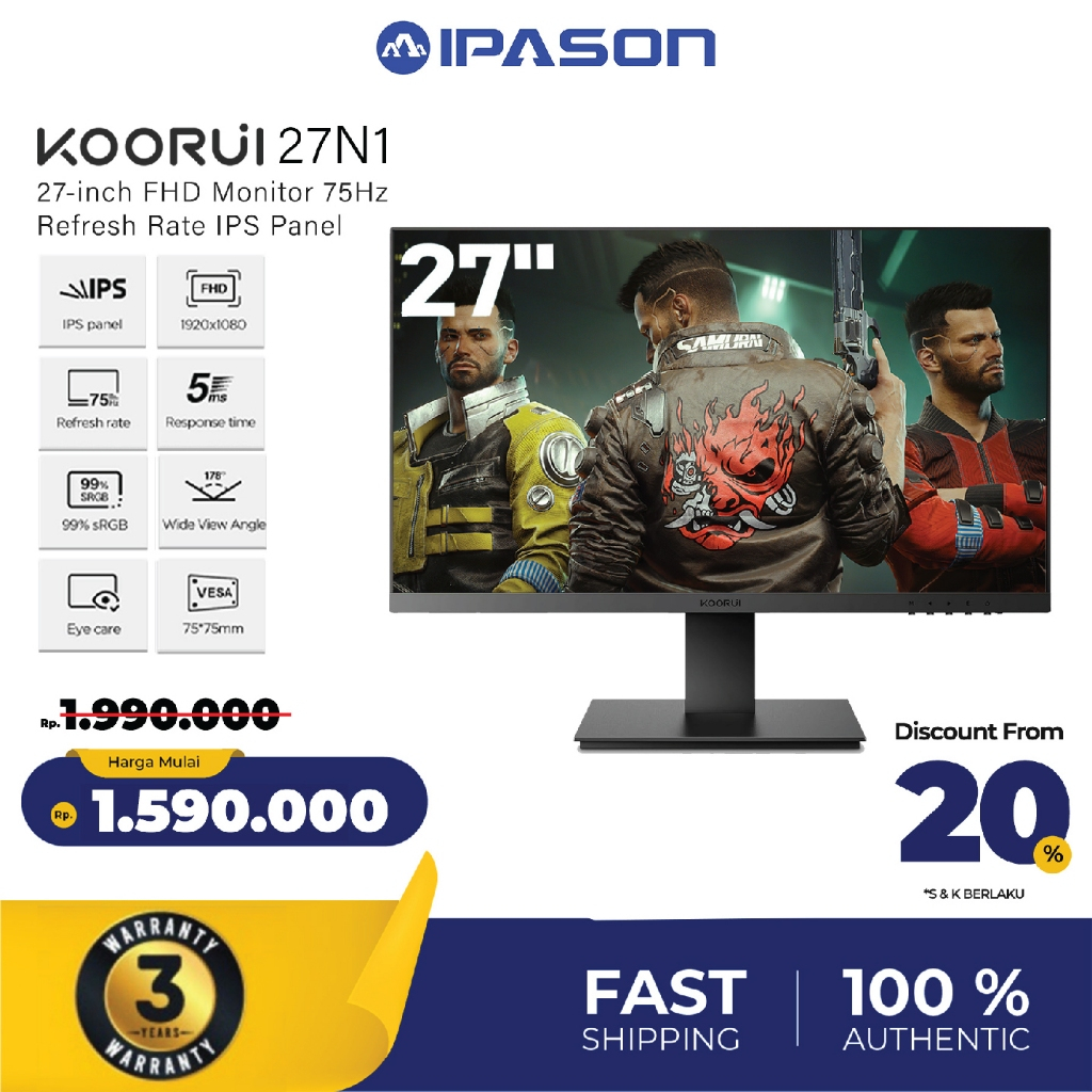 Jual KOORUI monitor 27 inch FHD display IPS monitor 75hz monitor pc ...