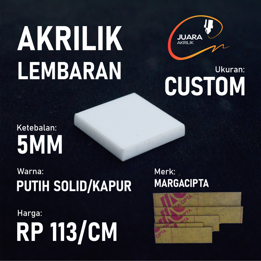 Jual Akrilik Lembaran 5mm Costum | PUTIH SOLID / KAPUR | Shopee Indonesia