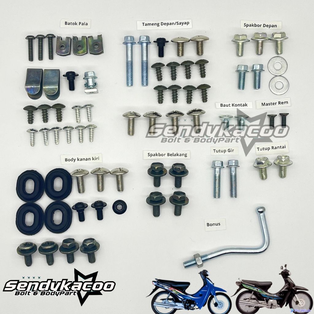 Jual Baut Body Supra X lama Full set / Baut Body Supra fit lama Lengkap ...
