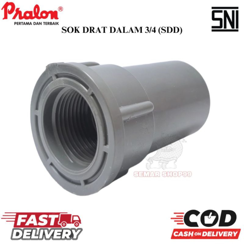 Jual SDD SOCK DRAT DALAM PVC 3/4" INCHI MEREK PRALON /SAMBUNGAN PIPA ...