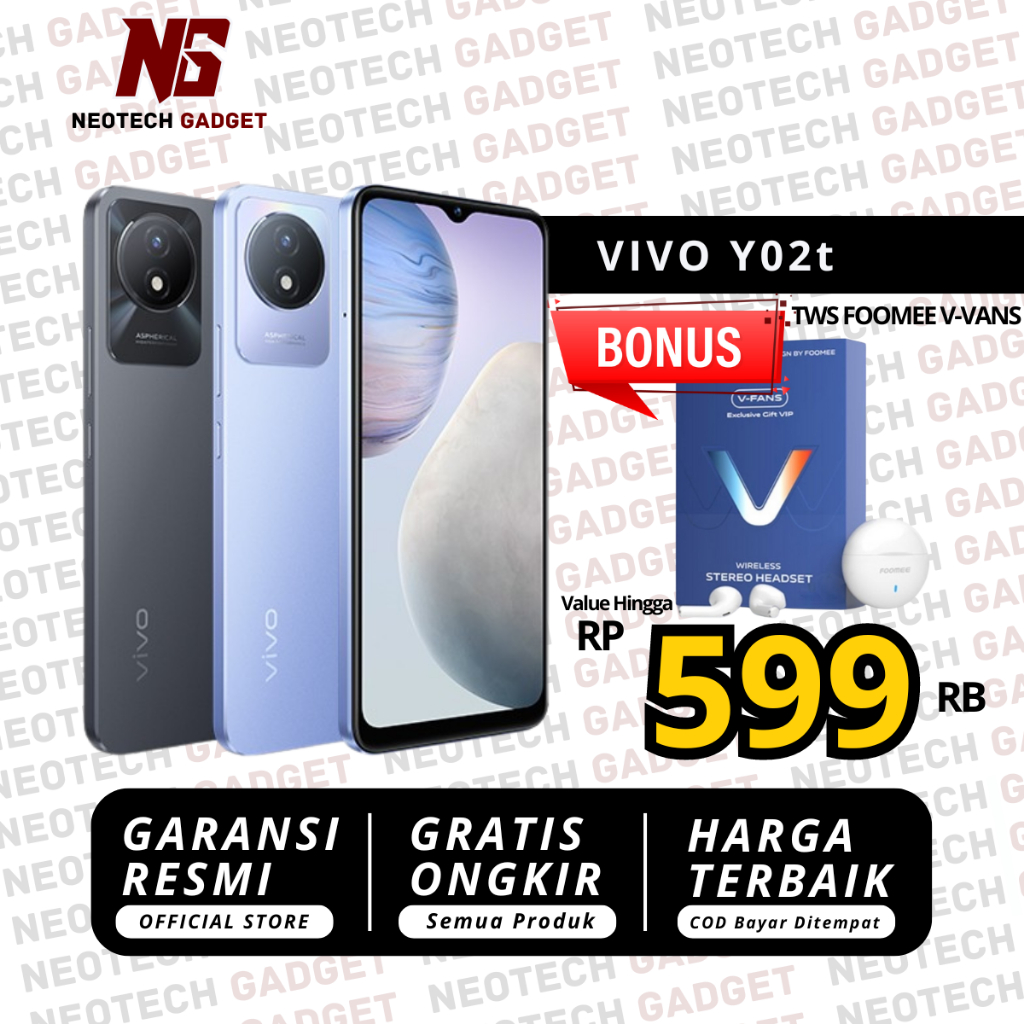 Jual VIVO Y02T RAM 4GB / 64GB FREE TWS ORIGINAL GARANSI RESMI | Shopee ...