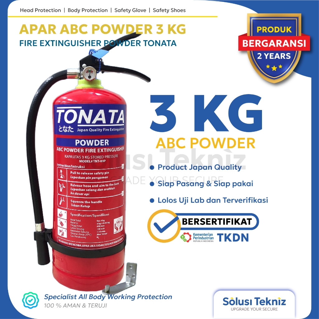 Jual Apar 3Kg ABC Dry Powder Set Komplit / Tabung Pemadam Fire Extinguisher Tonata | Shopee ...