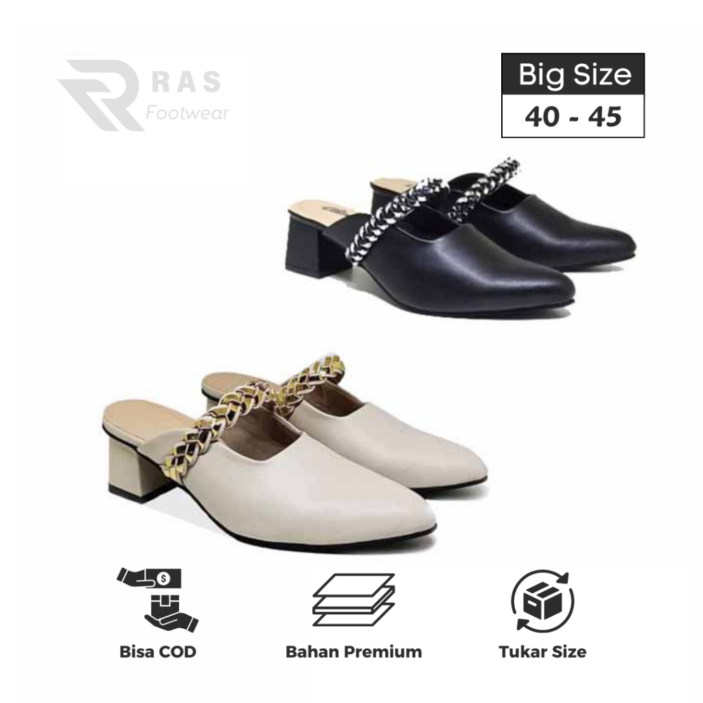Jual Sepatu Formal Pesta Wanita Ukuran Jumbo 40-45 | Sandal Mules Heels ...