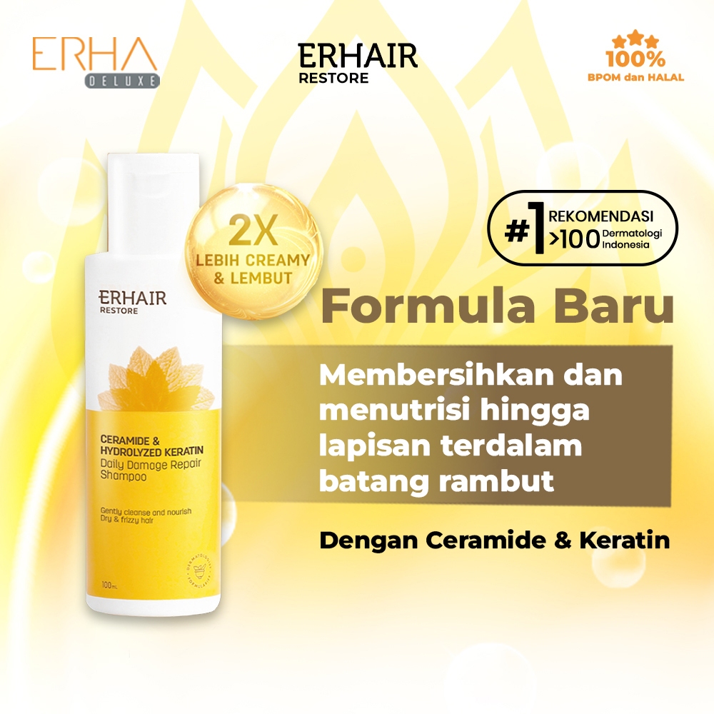 Jual ERHA ERHAIR Restore Shampoo Rambut Kering & Rusak 100ml + Ceramide ...
