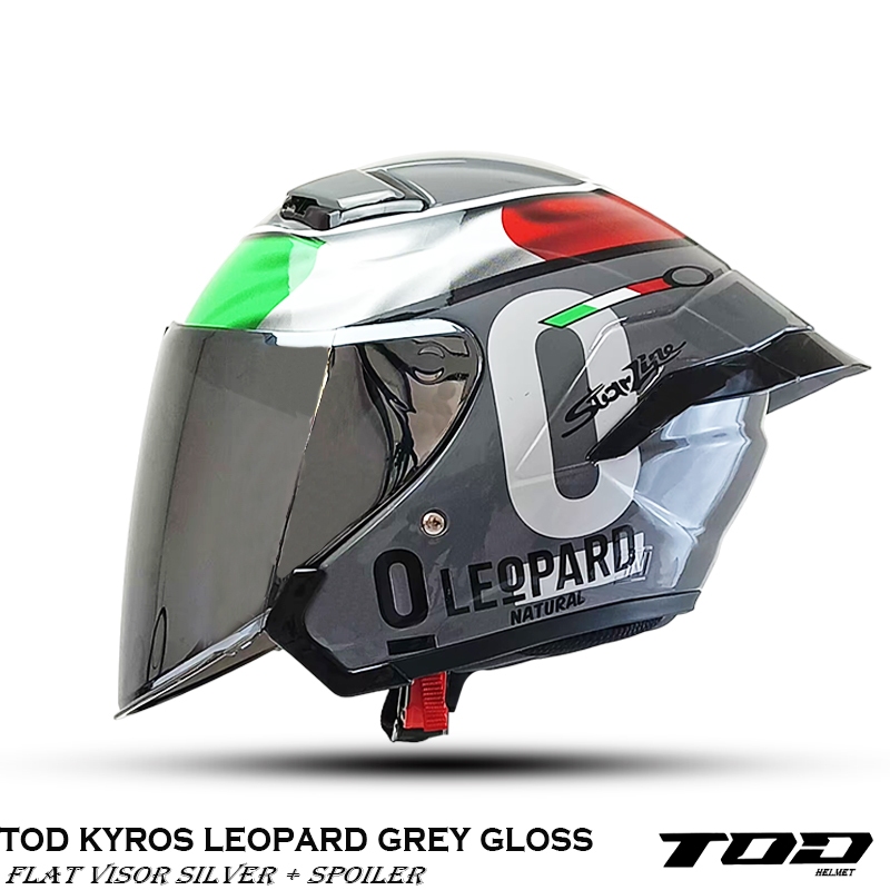 Jual HELM TOD KYROS MOTIF LEOPARD GORILLA GLOSS KACA SILVER SPOILER SNI ...