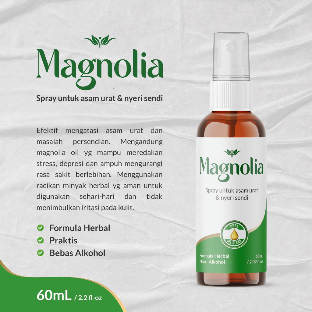 Jual MAGNOLIA - Spray Herbal Asam Urat, Nyeri Sendi, Reumatik, Nyeri ...