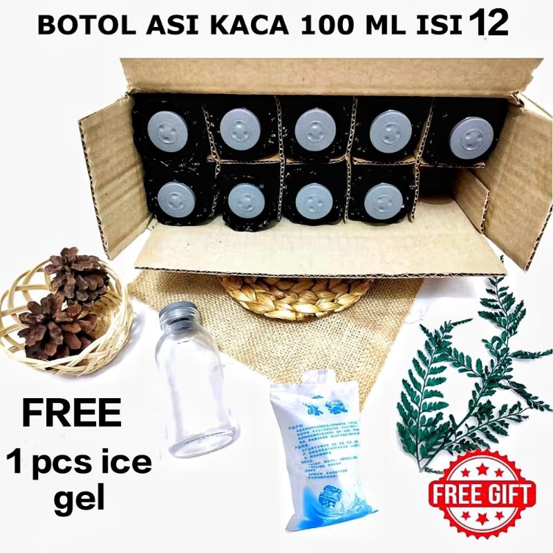 Jual BOTOL KACA ASI 100ML ISI 12PCS, BOTOL KACA GINGER SHOT 100ML ...