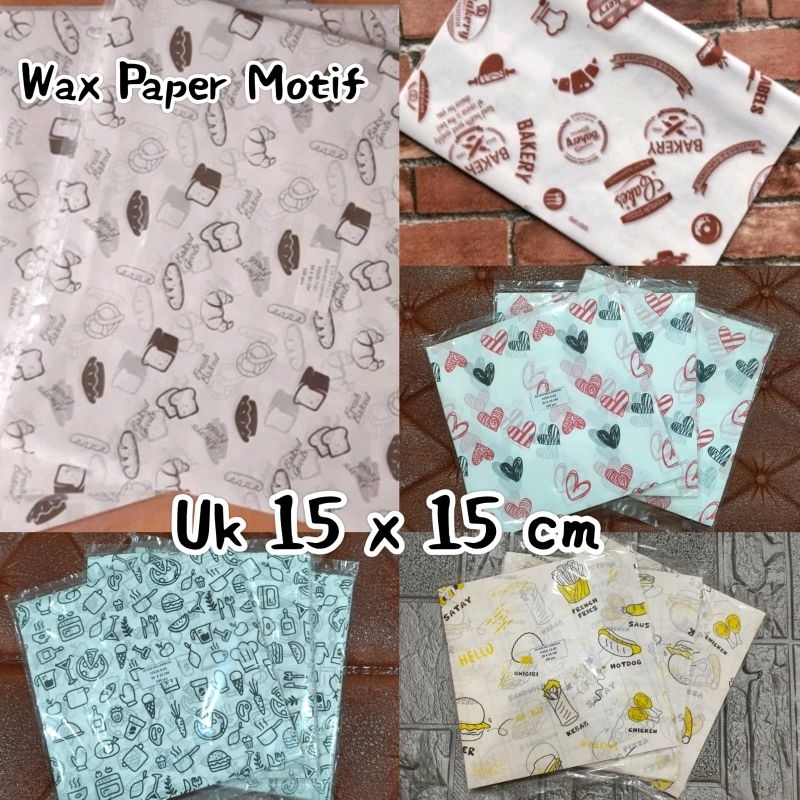 Jual Wax Paper ~ Kertas Baking Laminasi Motif Uk 15 x 15 dan 18 x 18 cm ...