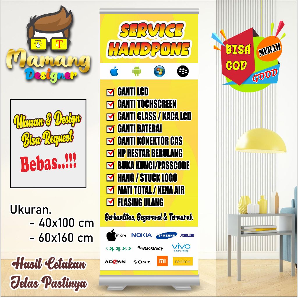Jual Custom Banner Spanduk MMT Service Hp Warna Kuning bb | Shopee ...
