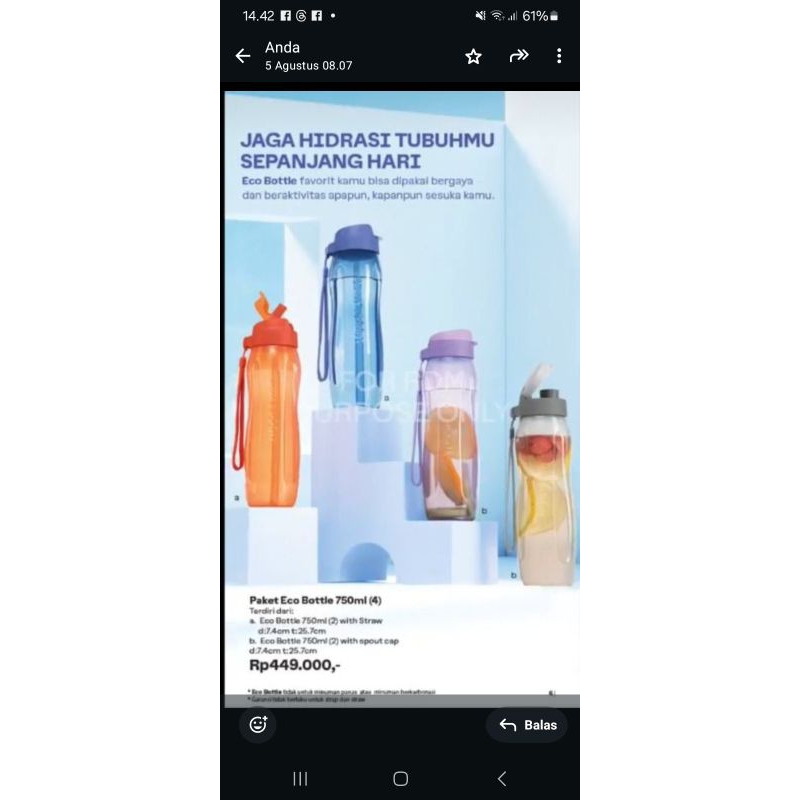 Jual ECO Botol 750 ml Tupperware | Shopee Indonesia