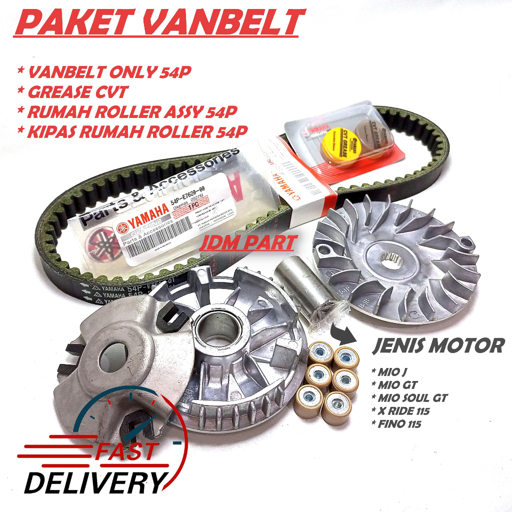 Jual 1 SET PAKET CVT VANBELT + RUMAH ROLLER ASSY + KIPAS RUMAH ROLLER 54P + GREASE / GEMUK ...