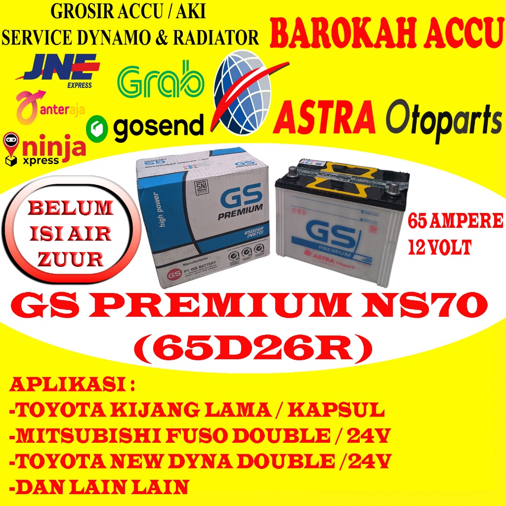 Jual AKI GS PREMIUM NS70 / 65D26R , 65 AH ASTRA OTOPARTS | Shopee Indonesia