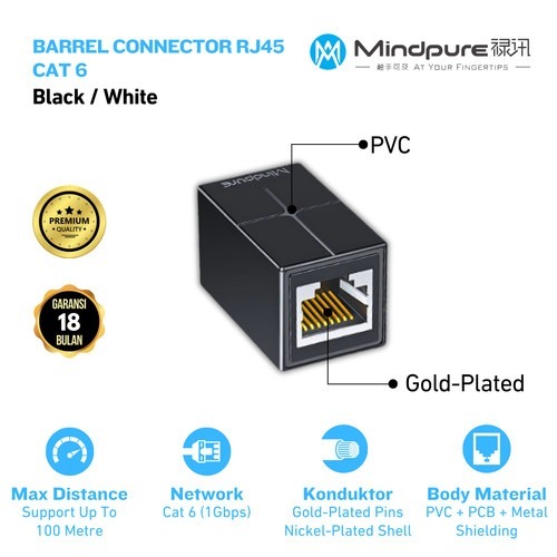Jual Mindpure AD043 Barel LAN 1-1 Sambungan Kabel LAN RJ45 Coupler ...