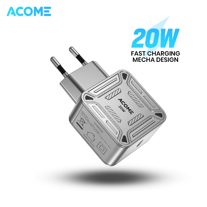 Jual ACOME Charger AC21 Adaptor Port Type-C PD 20W Desain Mecha Fast ...