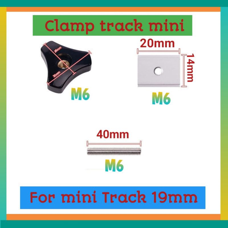 Jual Set 3 pcs Clamp T track Mini 19mm T bolt Star Knob slider | Shopee ...