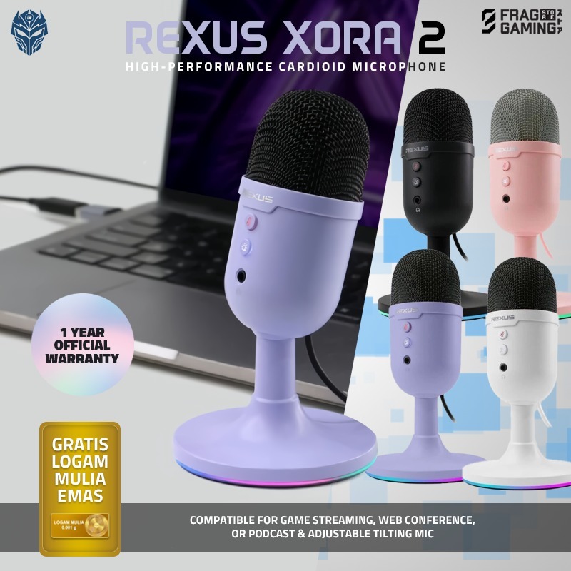 Jual Rexus XORA II / 2 Microphone Condenser RGB Light Effect | Shopee ...
