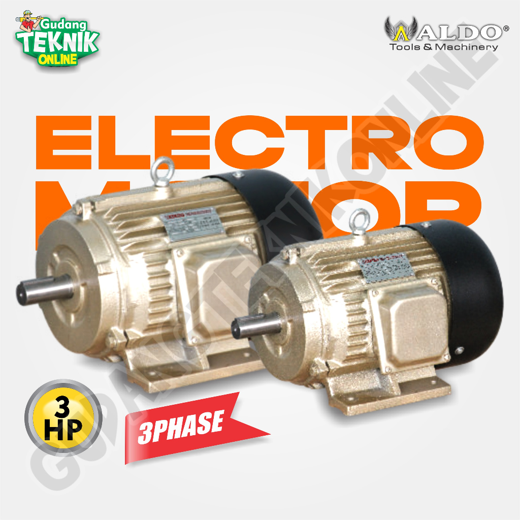 Jual Dinamo Motor Penggerak 3Hp 4P 3Ph 1400Rpm ALDO / Elektro Motor ALDO 3Hp 3 Phase Dinamo ...